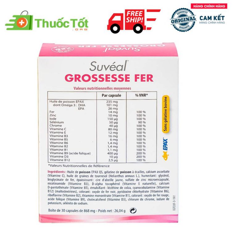 Suveal Grossesse Fer Densmore Pháp (hộp 30 viên)